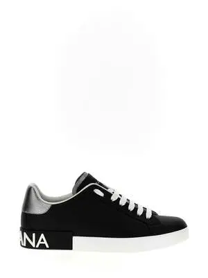 Dolce & Gabbana Portofino Leather Sneakers With Logo Detail
