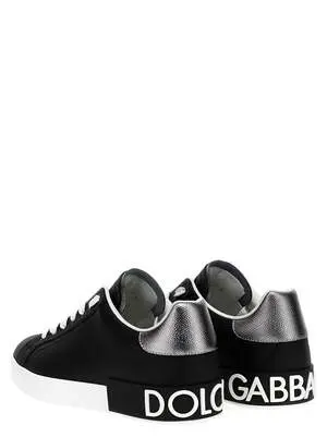 Dolce & Gabbana Portofino Leather Sneakers With Logo Detail