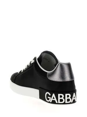Dolce & Gabbana Portofino Leather Sneakers With Logo Detail