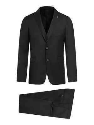 Tagliatore Tailored Wool Suit With Vest - Black