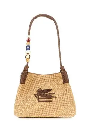 Etro Raffia Shopper Bag With Logo Detail - Multicolor
