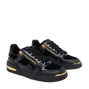 GIUSEPPE ZANOTTI Leather Zip-up And Lace-up Sneakers - Black
