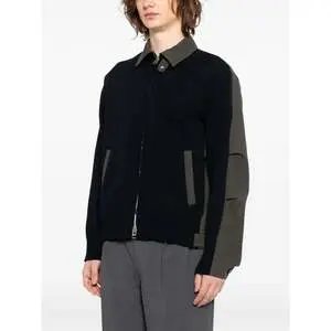 Sacai Paneled Zip-up Shirt Jacket - Blue