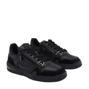 GIUSEPPE ZANOTTI Calf Leather Zip-up Lace-up Sneakers - Black