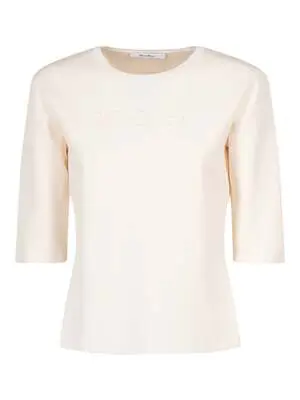 Max Mara Knitted Jersey Short-sleeved Top - Multicolor