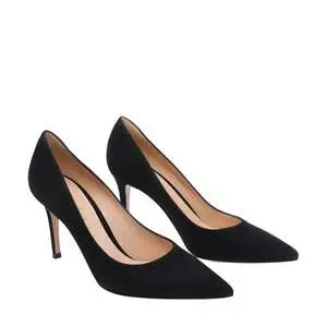 GIANVITO ROSSI Calf Leather Pointed Toe Stiletto Pumps - Black
