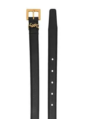 Saint Laurent Cassandre Thin Belt With Square Buckle - Black