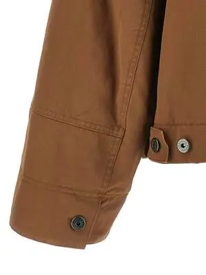 Max Mara Wkdfreccia' Cotton Canvas Jacket With Leather-effect Collar
