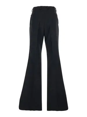 Valentino Garavani Black Nylon And Wool Gabardine Flared Pants