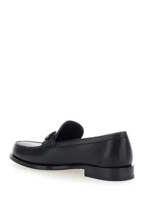 FERRAGAMO Leather Loafers With Gancini Detail
