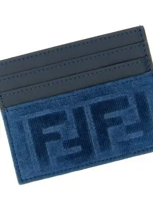 Fendi Ff Denim Card Holder - Blue