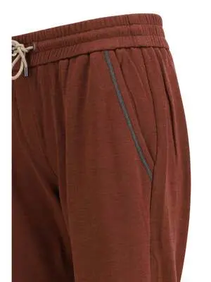 Brunello Cucinelli Cotton Drawstring Waist Pants With Embellished Pockets