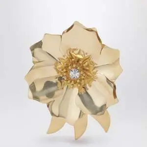Miu Miu Gold-tone Metal Brooch With Crystal - Silver