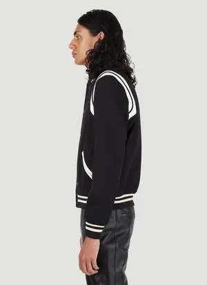 Saint Laurent Wool Varsity Bomber Jacket With Leather Trim - Black