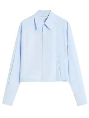 Sportmax Cropped Poplin Shirt With Asymmetrical Pleats - Blue