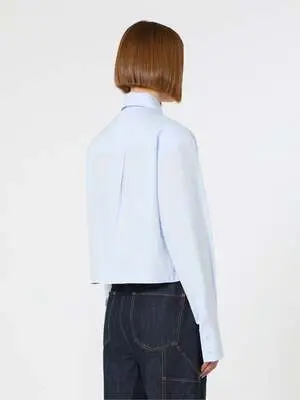 Sportmax Cropped Poplin Shirt With Asymmetrical Pleats - Blue