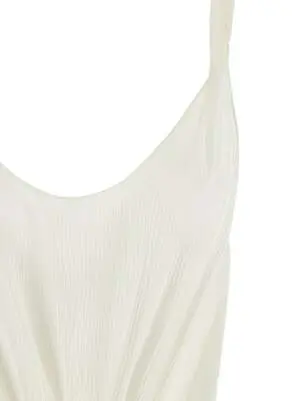 JW Anderson Front Knot Sleeveless Top In Crinkled Silk - White