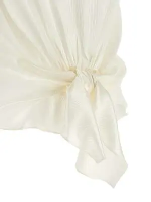JW Anderson Front Knot Sleeveless Top In Crinkled Silk - White