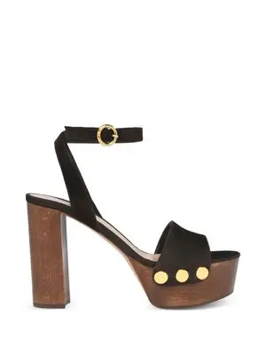 GIANVITO ROSSI Leather Clog Platform Sandals With Ankle Strap - Brown