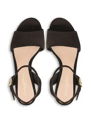 GIANVITO ROSSI Leather Clog Platform Sandals With Ankle Strap