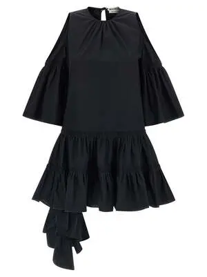 JW Anderson Ruffled Midi Dress With Cut-out Shoulders