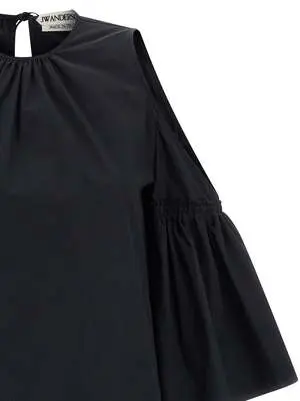 JW Anderson Ruffled Midi Dress With Cut-out Shoulders