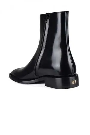 Balenciaga Patent Leather Square Toe Zip-up Ankle Boots