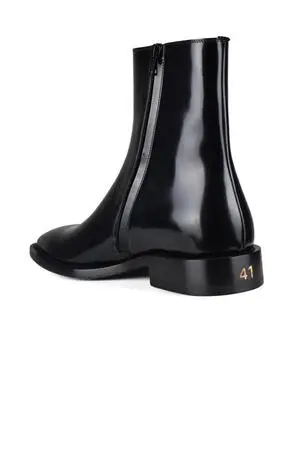 Balenciaga Patent Leather Square Toe Zip-up Ankle Boots
