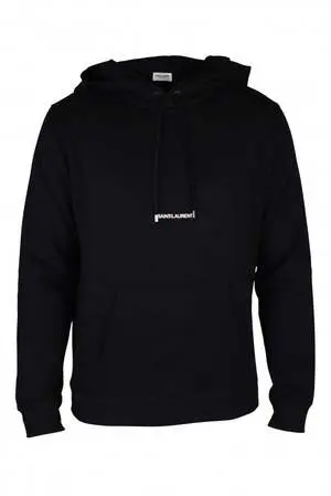 Saint Laurent Hooded Sweatshirt With Printed Logo - Black