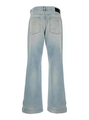 Amiri Light Blue Denim Jeans With Ripped Details And Logo Patch - Multicolor