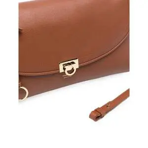 FERRAGAMO Grained Lambskin Tote Bag With Ring Fastening - Brown