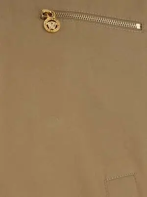 Versace Cotton Jacket With Leather Collar And Medusa Head Detail - Multicolor