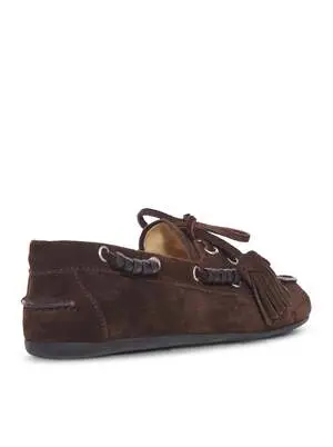 Miu Miu Suede Loafers With Wooden Bead Embellishments - Multicolor