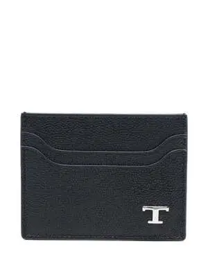 TOD'S Grained Leather Cardholder With Metal T Timeless Logo - Blue