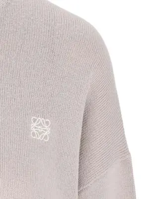 Loewe Asymmetric Hem Wool Sweater With Embroidered Logo - Multicolor