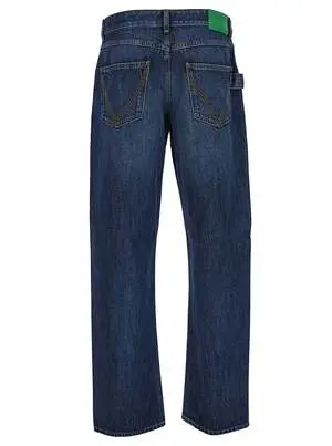 Bottega Veneta Straight Leg Jeans With Logo Patch