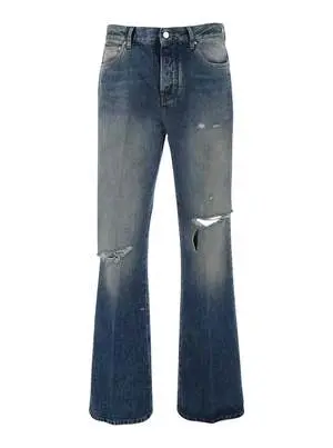 Amiri Blue Denim Jeans With Ripped Detailing - Multicolor