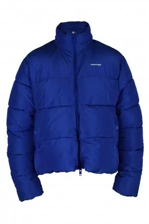 Balenciaga Quilted Puffer Jacket With Hidden Hood - Blue