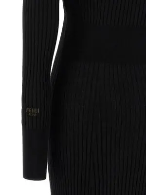 Fendi Wool Fitted Midi Dress