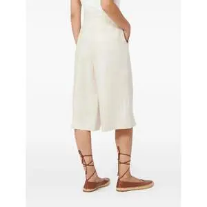 Max Mara Neutral Linen Culotte Trousers