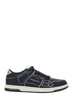 Amiri Skel Top Low" Black Leather Sneakers With Logo Patch And Contrast Detailing - Multicolor