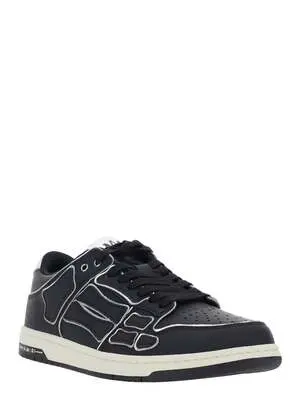 Amiri Skel Top Low" Black Leather Sneakers With Logo Patch And Contrast Detailing - Multicolor