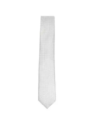 Giorgio Armani Geometric Pattern Silk Neck Tie - Silver