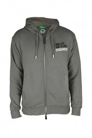 Dsquared2 Cotton Zip-up Hoodie With Printed Logo - Gray