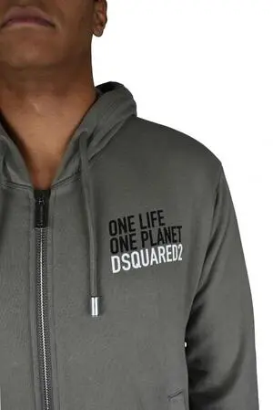 Dsquared2 Cotton Zip-up Hoodie With Printed Logo - Gray