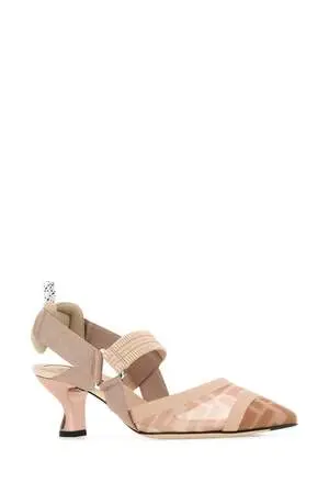 Fendi Mesh And Fabric Colibrì Pumps With Embellishments