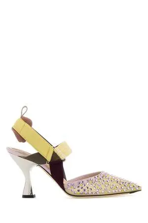 Fendi Mesh And Fabric Colibrì Pumps With Embellishments - Multicolor