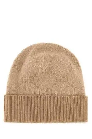 Gucci Beige Cashmere Blend Beanie Hat - Brown