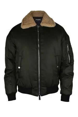 Dsquared2 Bomber Jacket With Shearling Collar And Logo Detail