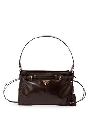 Prada Leather Shoulder Bag With Gold Tone Chain - Multicolor